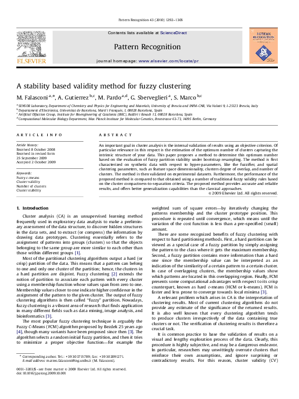 (PDF) A stability based validity method for fuzzy clustering