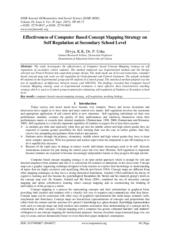 (PDF) Effectiveness of Computer Based Concept Mapping Strategy on Self ...