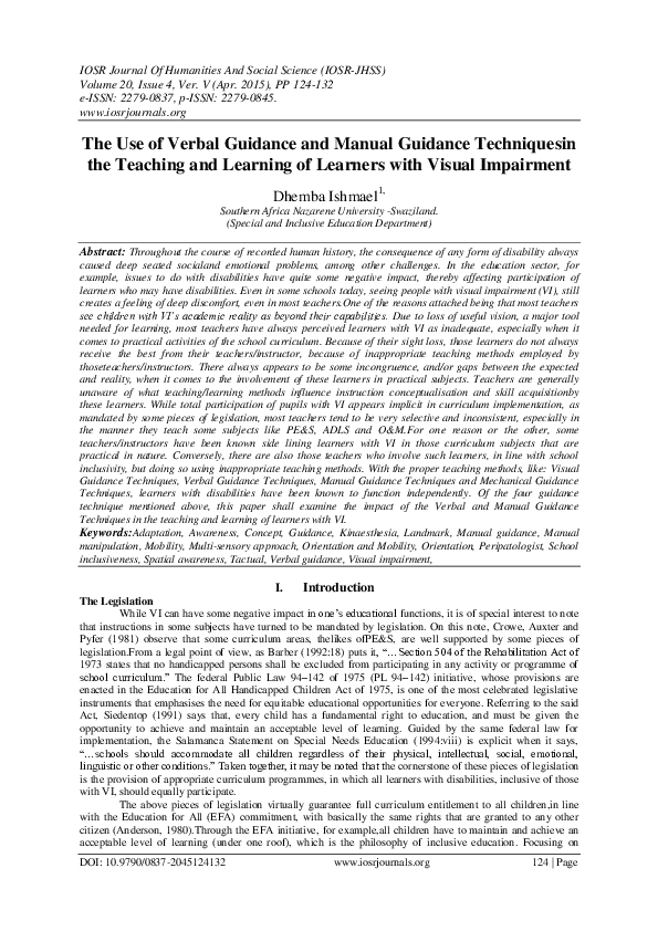 (PDF) The Use of Verbal Guidance and Manual Guidance Techniquesin the ...