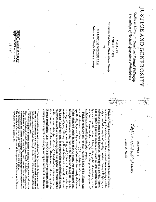 (PDF) Polybius' Applied Political Theory