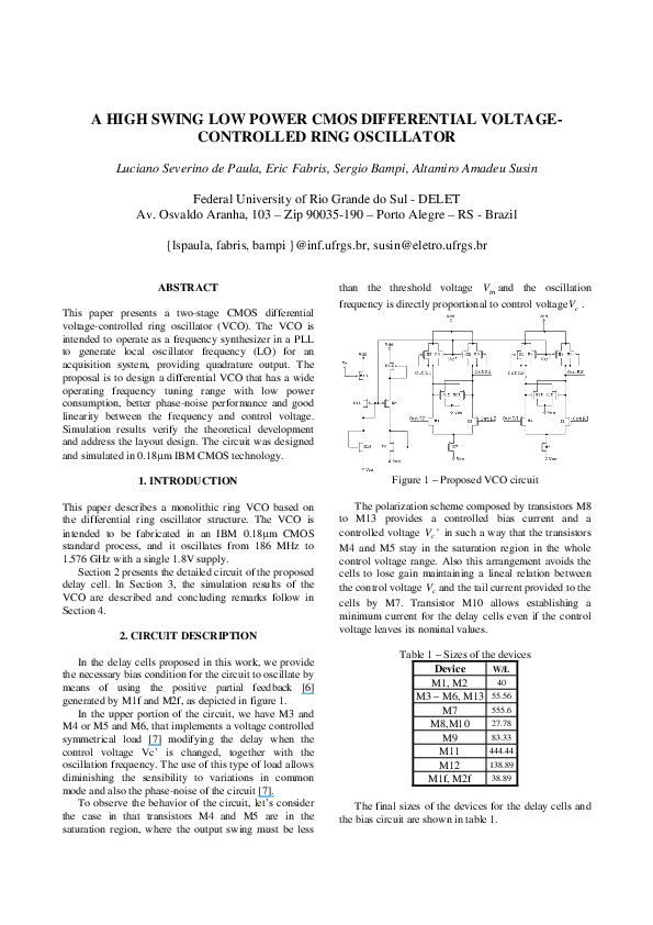 (PDF) A High Swing Low Power CMOS Differential Voltage-Controlled Ring ...