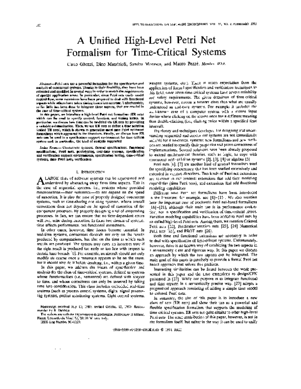 (PDF) A unified high-level Petri net formalism for time-critical systems