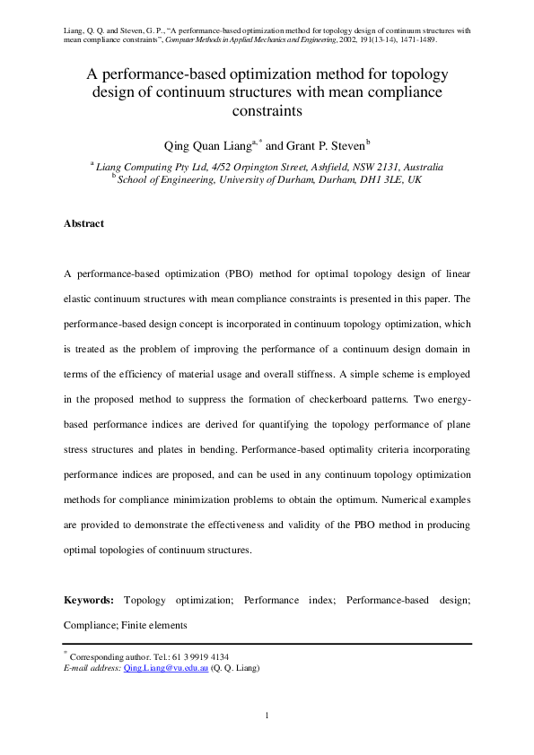 (PDF) A performance-based optimization method for topology design of continuum structures with ...