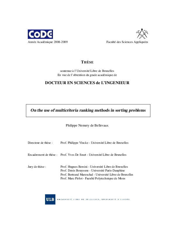 (PDF) On the use of multicriteria ranking methods in sorting problems