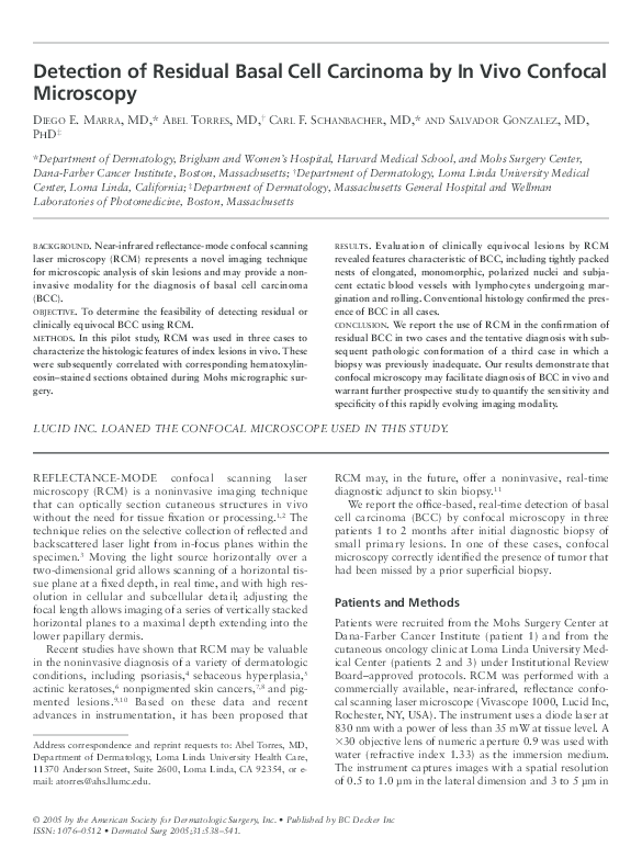 (PDF) Detection of Residual Basal Cell Carcinoma by In Vivo Confocal ...
