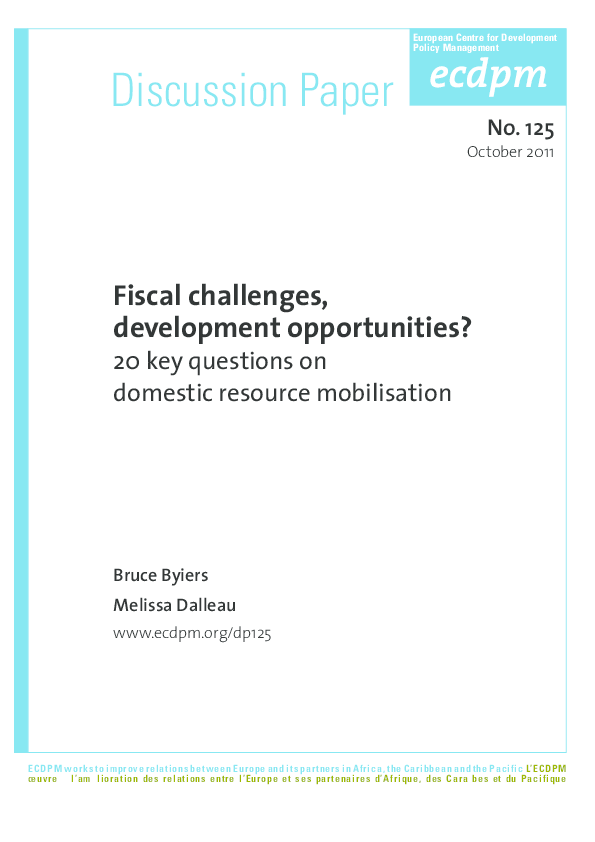 (PDF) Challenges and Opportunities for Domestic Resource Mobilisation