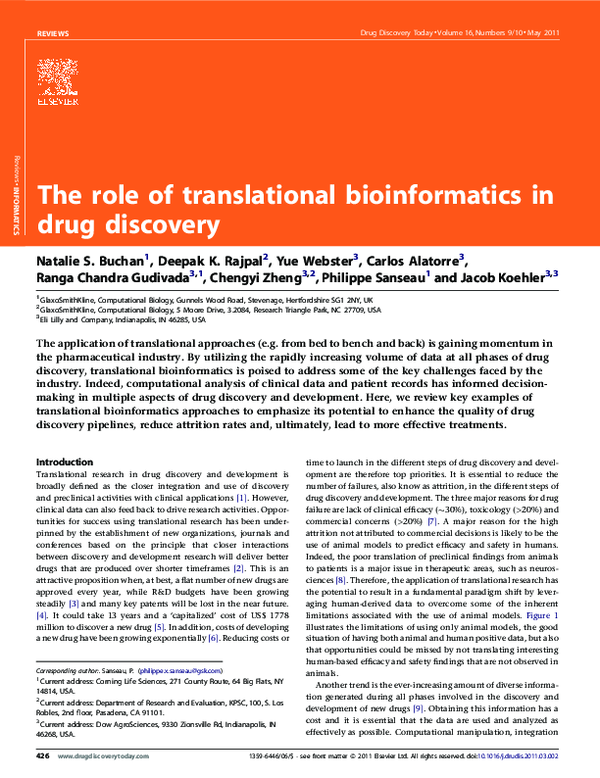 (PDF) The role of translational bioinformatics in drug discovery