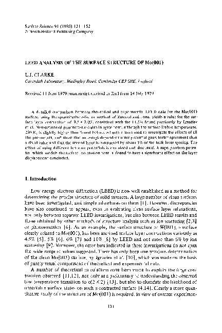 (PDF) LEED analysis of the surface structure of Mo(001)