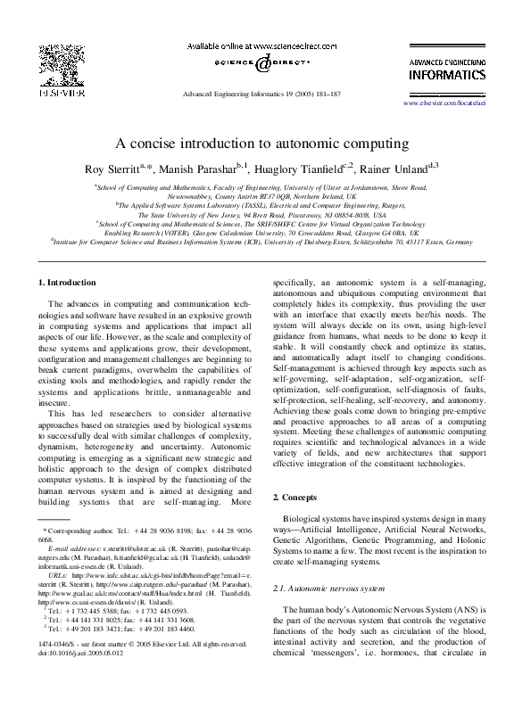 (PDF) A concise introduction to autonomic computing