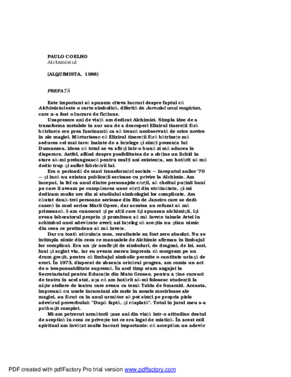 (PDF) Paulo Coelho Alchimistul