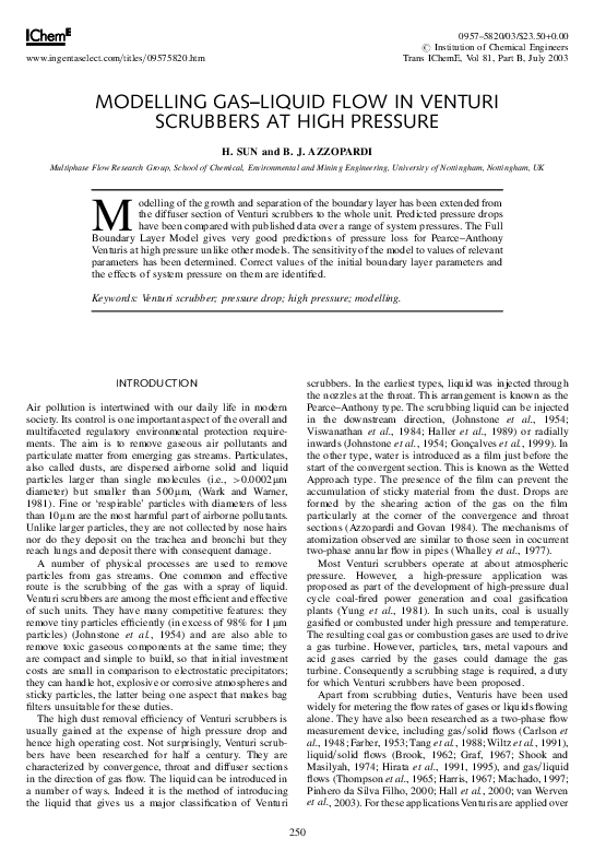 (PDF) Modelling Gas–Liquid Flow in Venturi Scrubbers at High Pressure