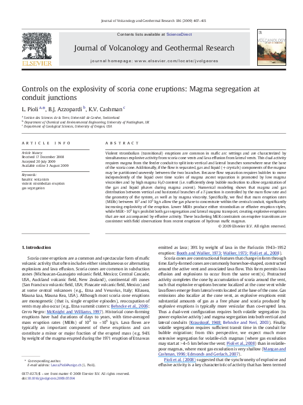 (PDF) Controls on the explosivity of scoria cone eruptions: Magma ...