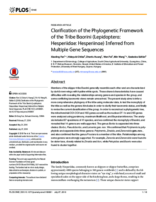 (PDF) Clarification of the Phylogenetic Framework of the Tribe Baorini ...