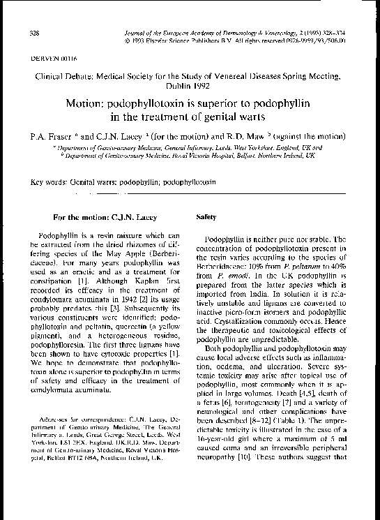 (PDF) Motion: podophyllotoxin is superior to podophyllin in the ...