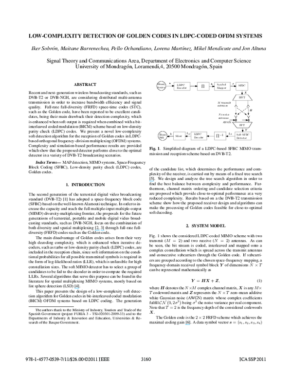 (PDF) Low-complexity detection of golden codes in LDPC-coded OFDM systems (PDF) Low-complexity detection of golden codes in LDPC-coded OFDM systems