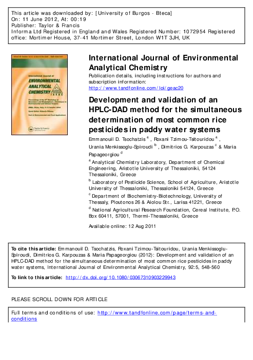 (PDF) Development and Validation of a HPLC‐DAD Method for Determination of Several Endocrine ...