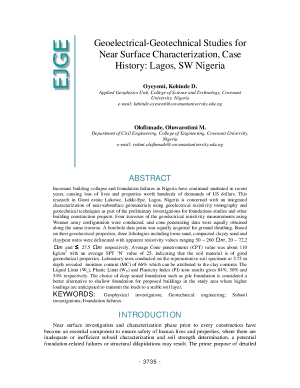 (PDF) Geoelectrical-Geotechnical Studies for Near Surface ...