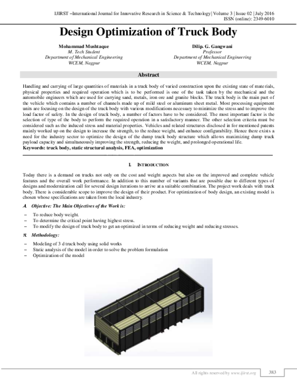 (PDF) Design Optimization of Truck Body