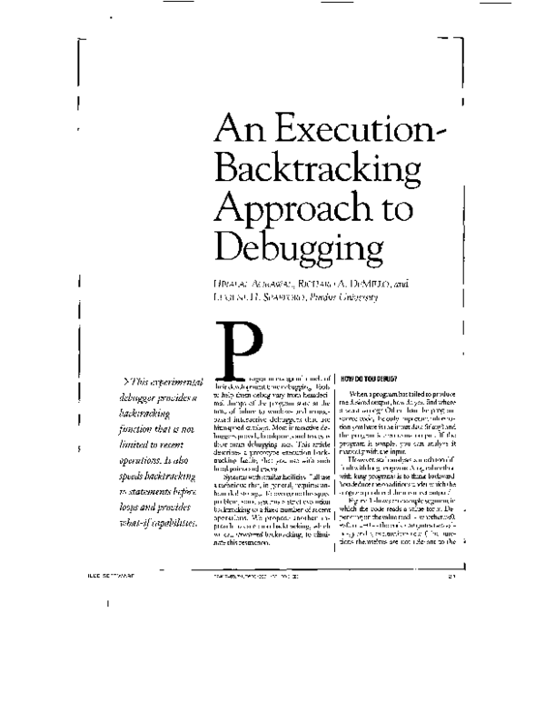 (PDF) An execution-backtracking approach to debugging