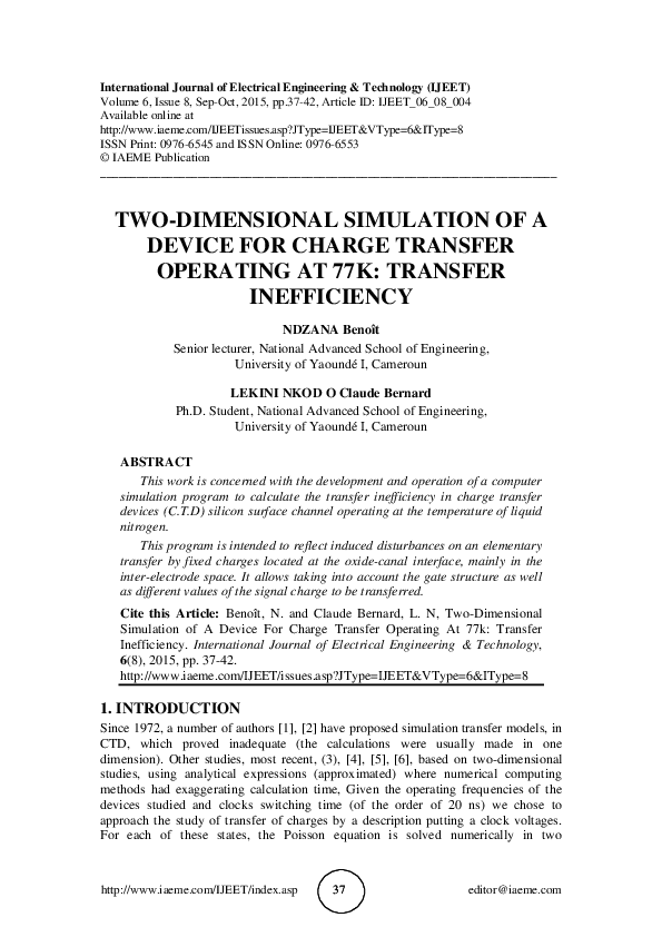 (PDF) 2D Simulation of Charge Transfer Device Efficiency at 77K