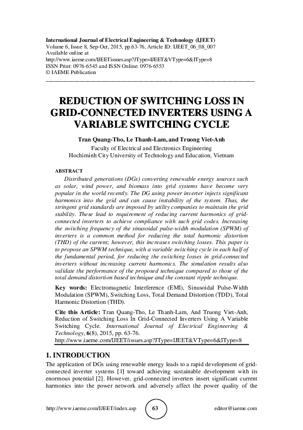 Pdf Analysis And Minimization Of Ripple Components Of Input Current