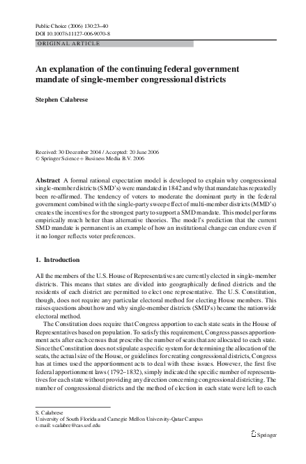(PDF) An explanation of the continuing federal government mandate of ...