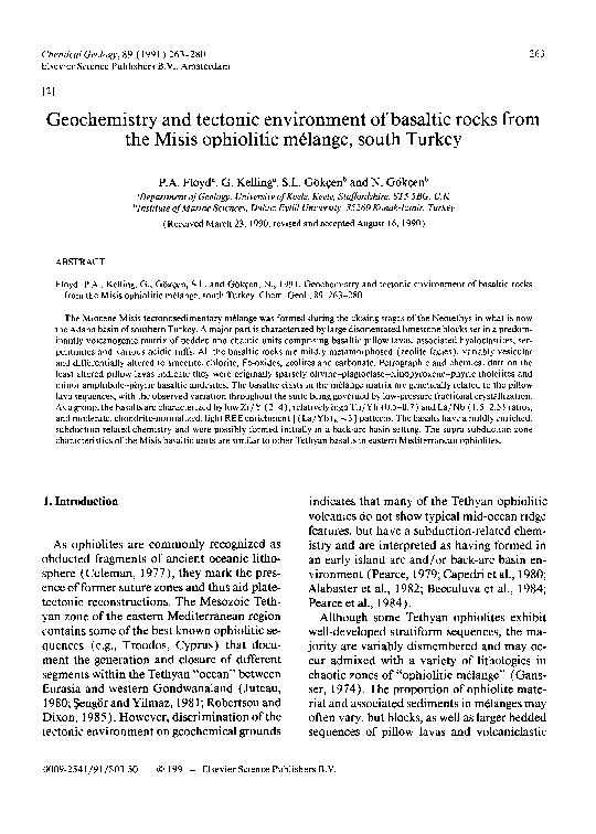 (PDF) Geochemistry and tectonic environment of basaltic rocks from the Misis ophiolitic mélange ...