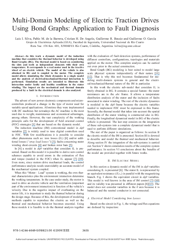(PDF) Multi-domain modeling of electric traction drives using Bond Graphs: Application to fault ...