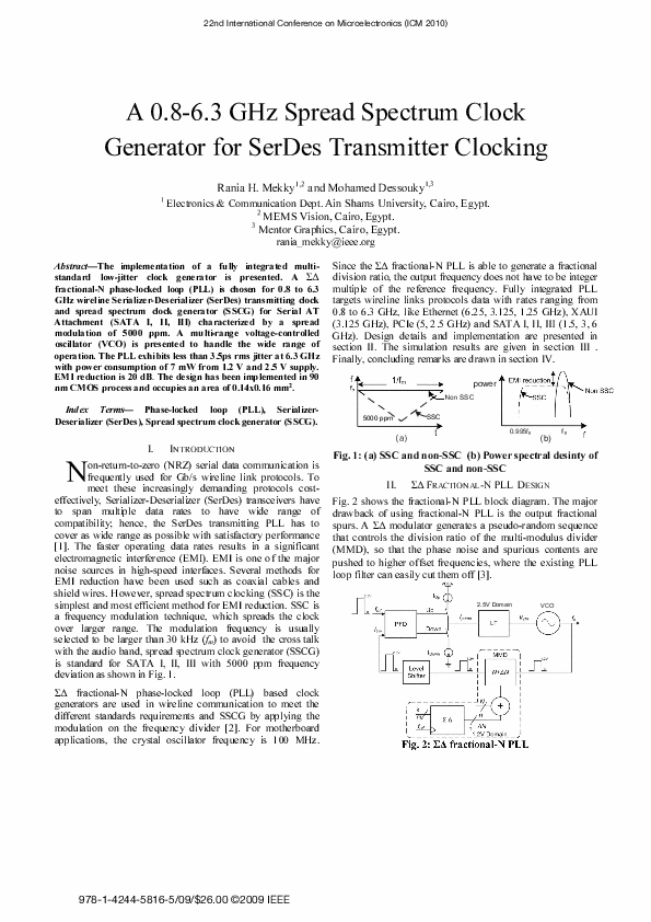 Pdf A 0 8 6 3 Ghz Spread Spectrum Clock Generator For Serdes
