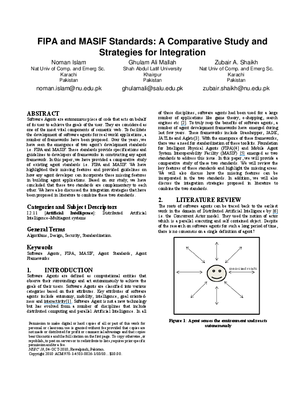 (PDF) FIPA and MASIF standards: a comparative study and strategies for integration