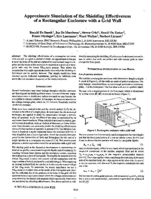 (PDF) Approximate simulation of the shielding effectiveness of a rectangular enclosure with a ...
