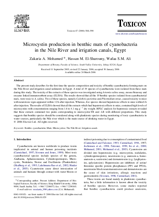 (PDF) Microcystin production in benthic mats of cyanobacteria in the ...