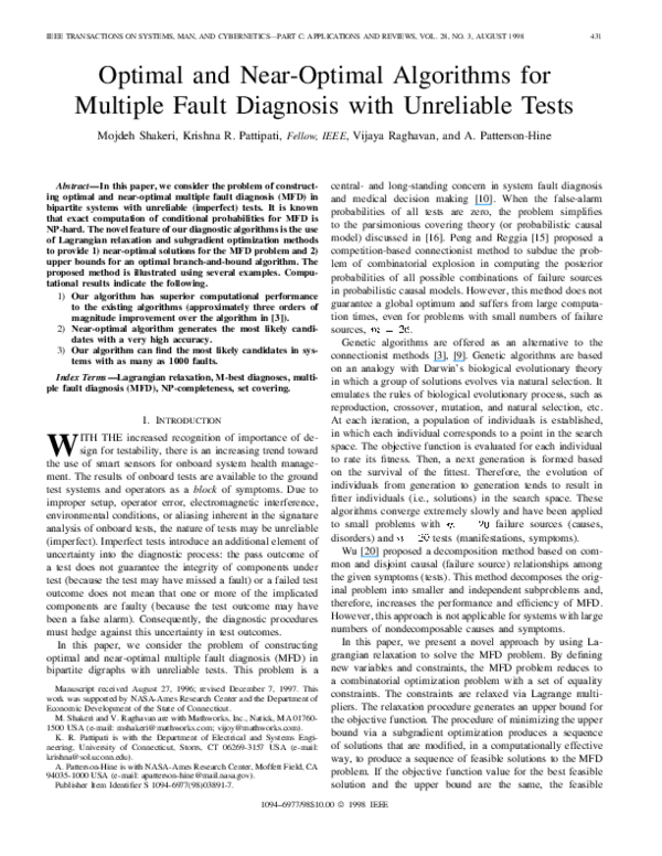 (PDF) Near-Optimal Algorithms for Fault Diagnosis in Bipartite Systems (PDF) Near-Optimal Algorithms for Fault Diagnosis in Bipartite Systems