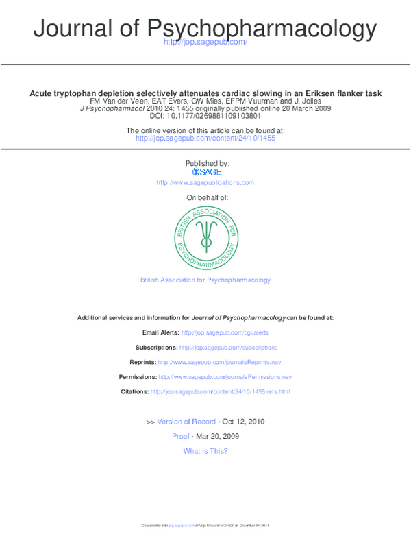 (PDF) Acute tryptophan depletion selectively attenuates cardiac slowing ...