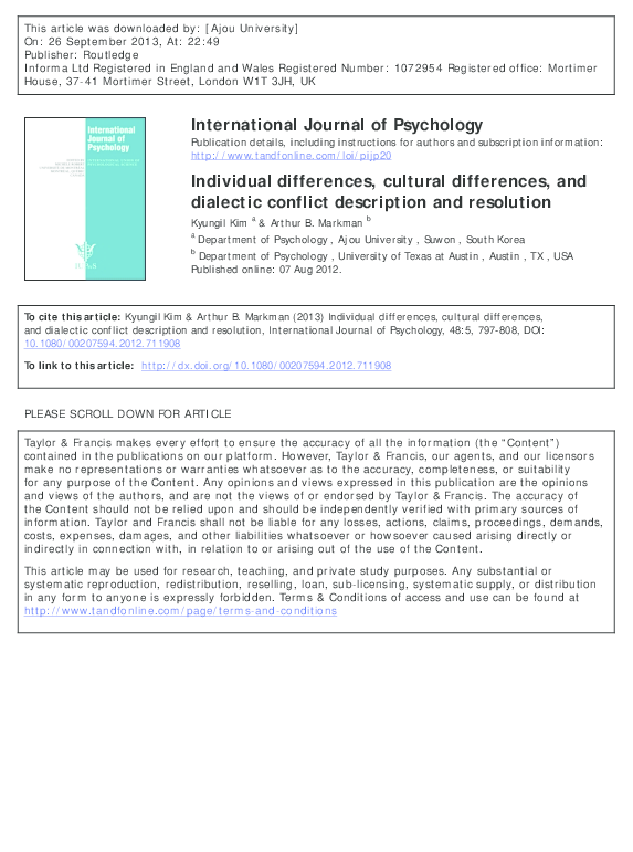 (PDF) Individual differences, cultural differences, and dialectic ...