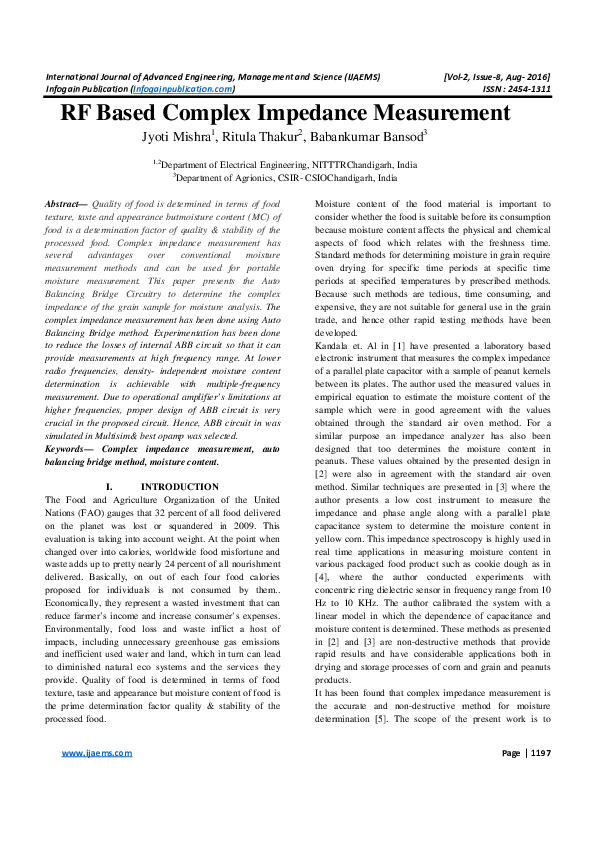 (PDF) RF Based Complex Impedance Measurement