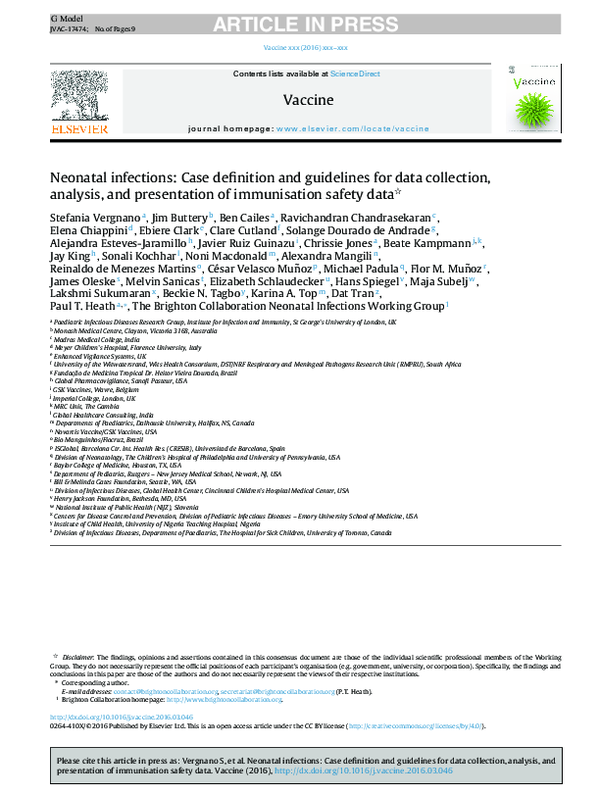 (PDF) Neonatal infections: Case definition and guidelines for data collection, analysis, and ...