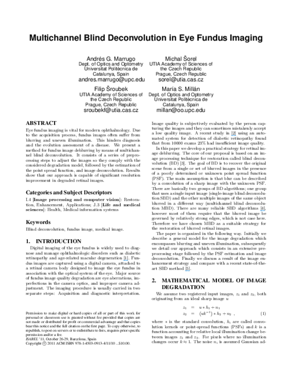 (PDF) Multichannel blind deconvolution in eye fundus imaging