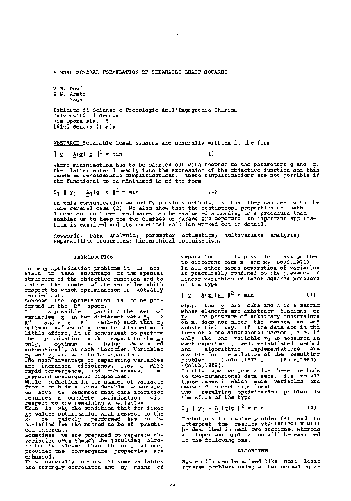 Pdf A More General Formulation Of Separable Least Squares