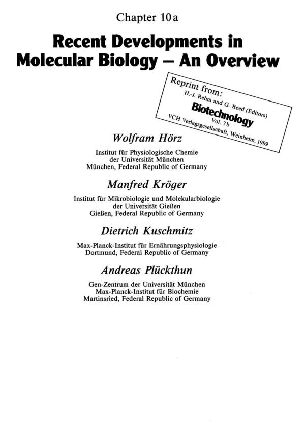 Recent developments in molecular biology - an overview