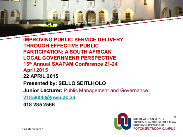 (PPT) SAAPAM Conference Presentation 22 April 2015