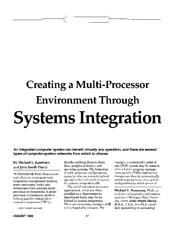 Pdf Creating A Multi Processor Environment Through Systems Integration