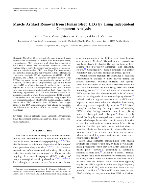 Muscle Artifact Removal From Human Sleep Eeg By Using Independent