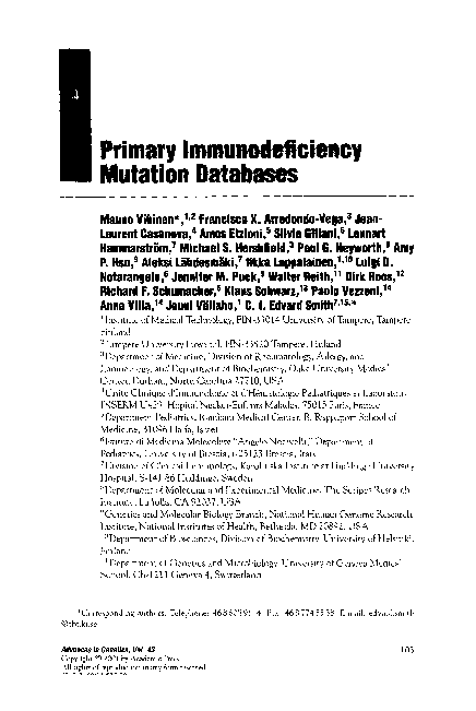 (PDF) 4 Primary immunodeficiency mutation databases