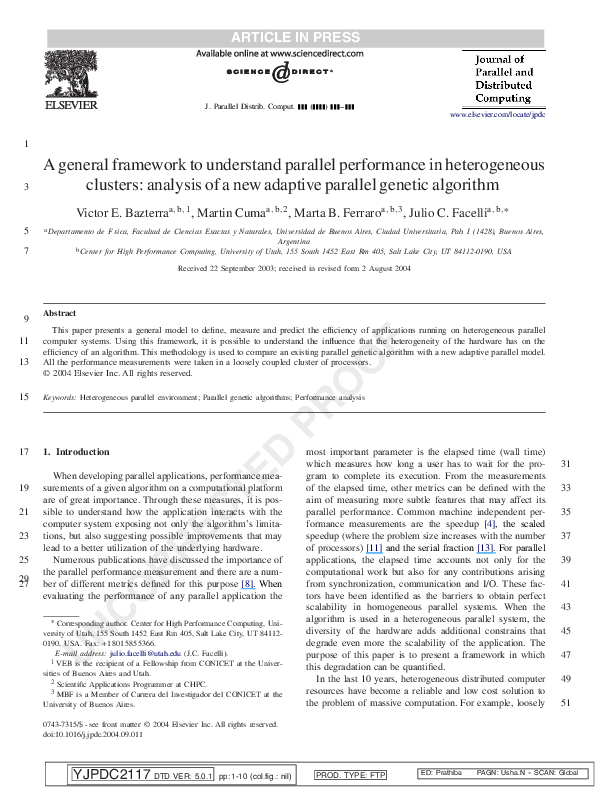 (PDF) A general framework to understand parallel performance in heterogeneous clusters: analysis ...