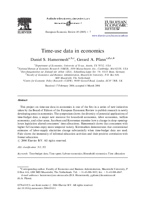 (PDF) Time-use data in economics