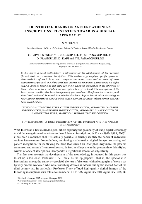 (PDF) Identifying Hands on Ancient Athenian Inscriptions: First Steps ...