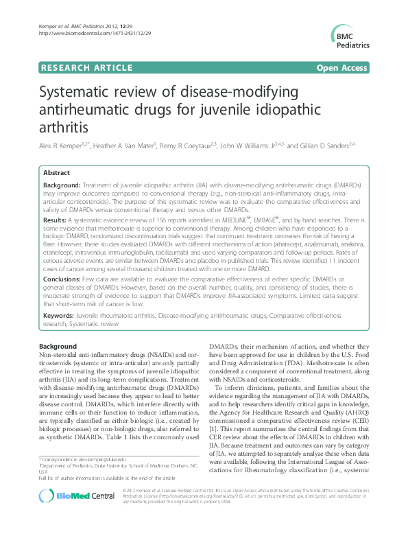 (PDF) Systematic review of disease-modifying antirheumatic drugs for ...