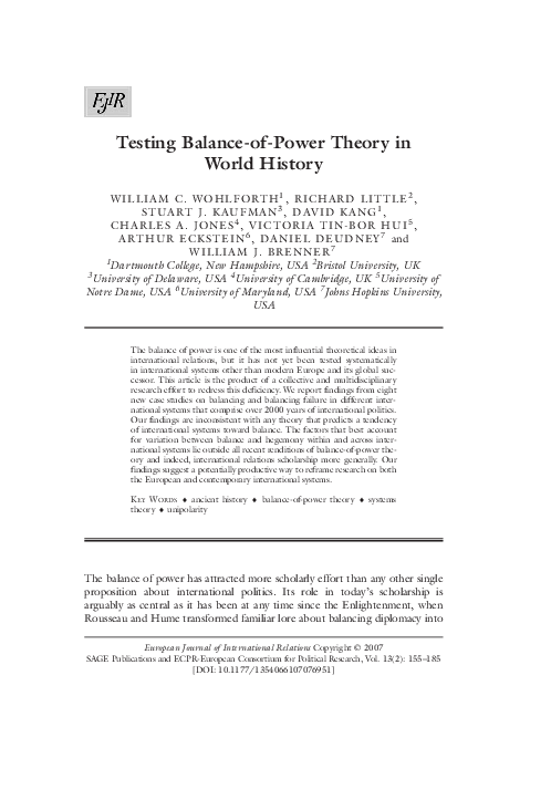 (PDF) Testing Balance-of-Power Theory in World History