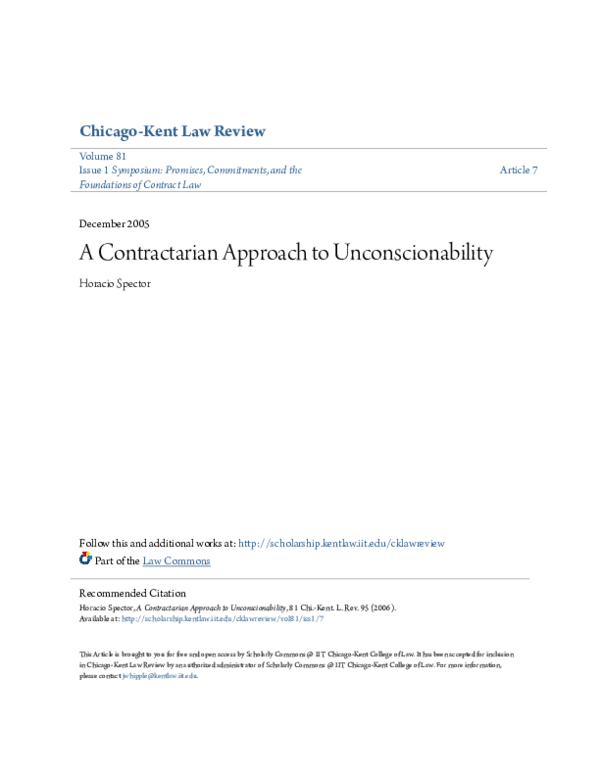 (PDF) A Contractarian Approach to Unconscionability